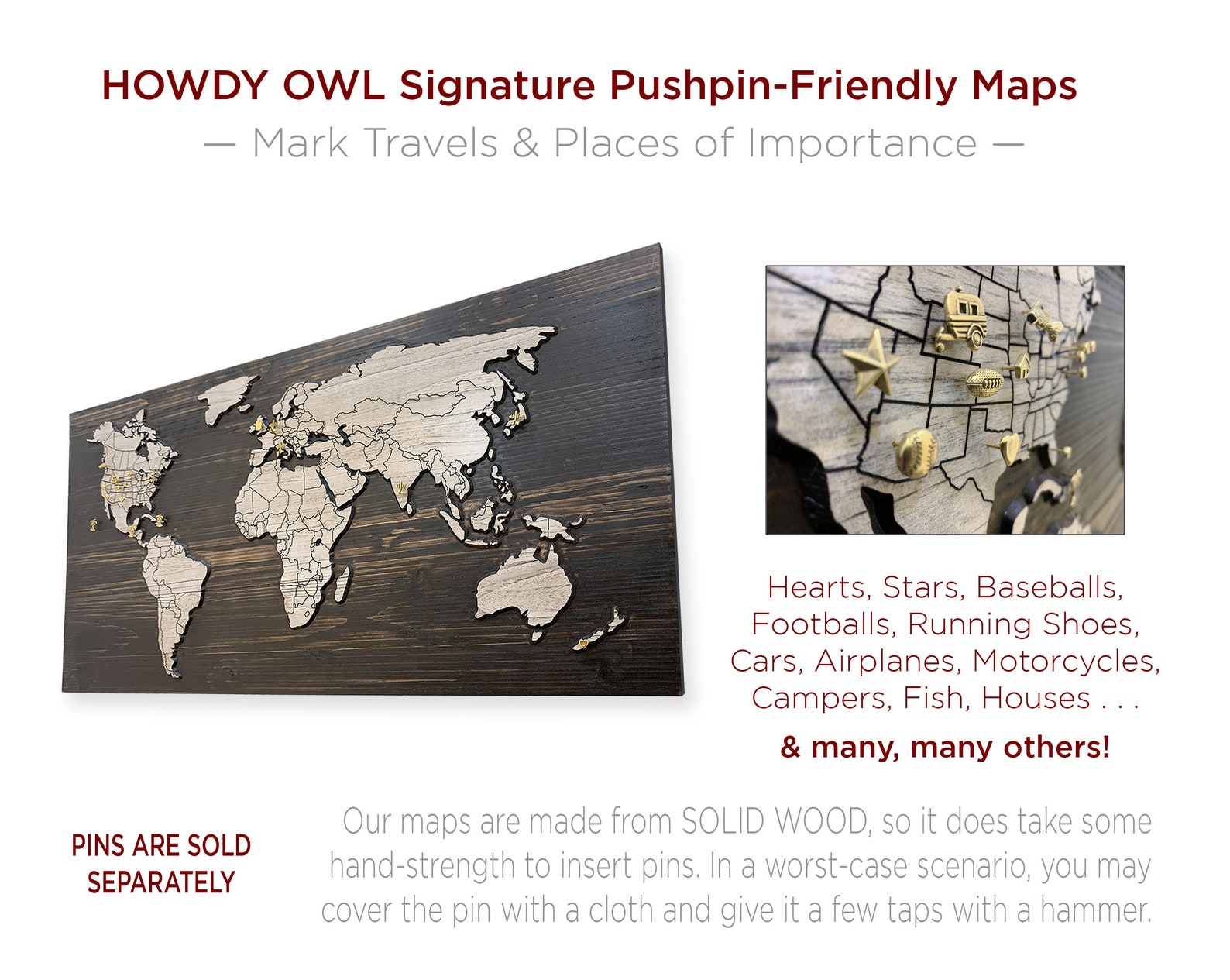 Unique World Map Wall Art Wood Home or Office Decor | Etsy