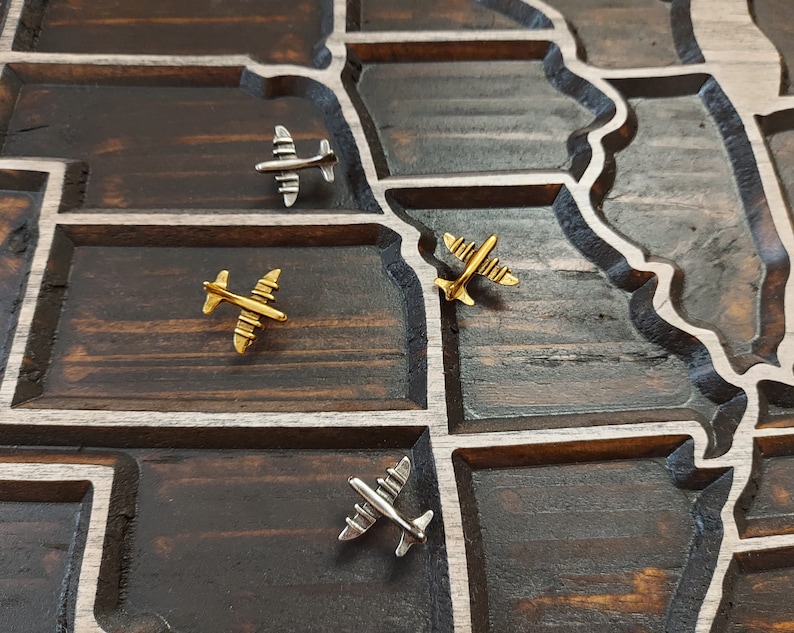 Gold Metal Airplane Push Pins Airline Plane Pushpin Howdy - Etsy