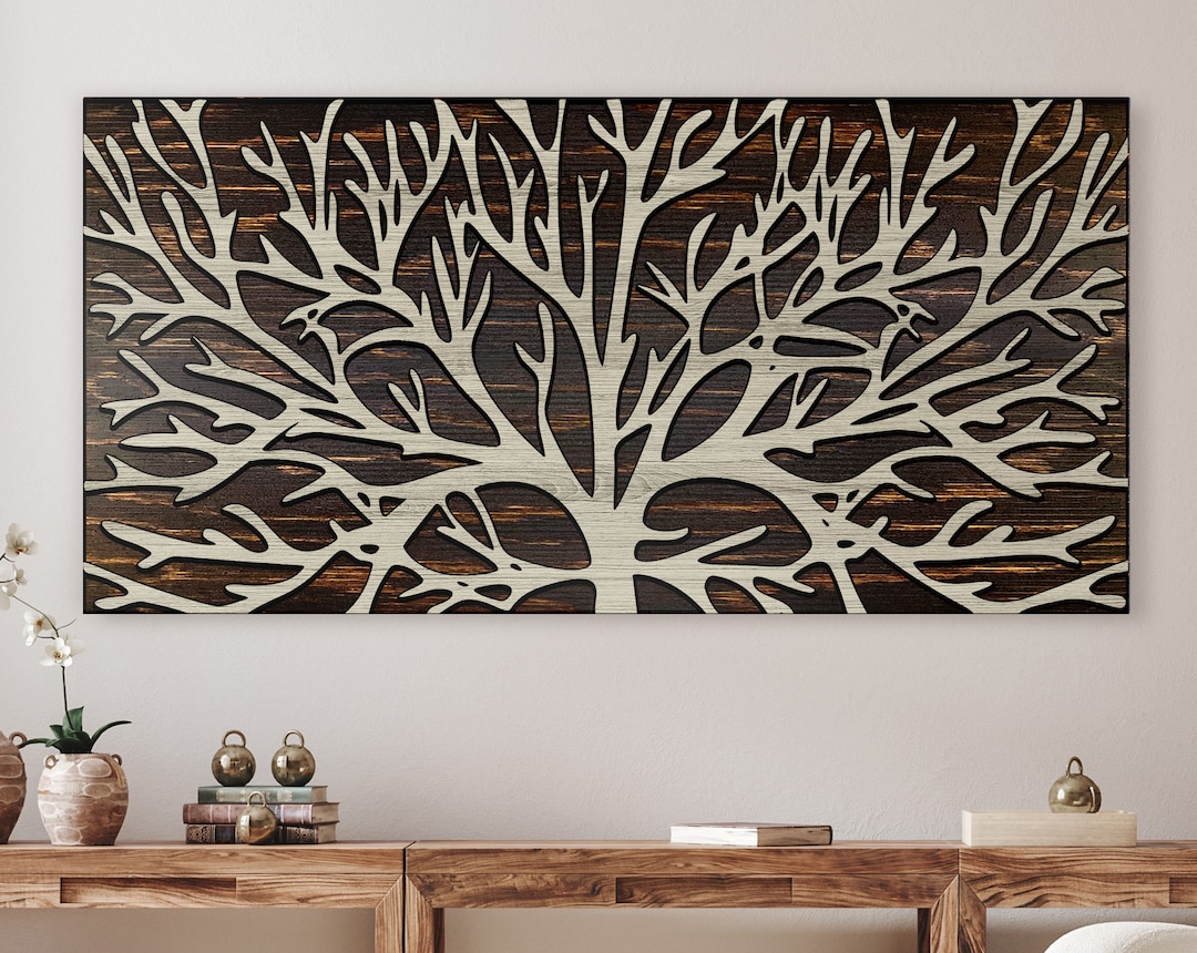 Wood Wall Art - Abstract Tree Nature Art - Branch Art - Lightweight and ...