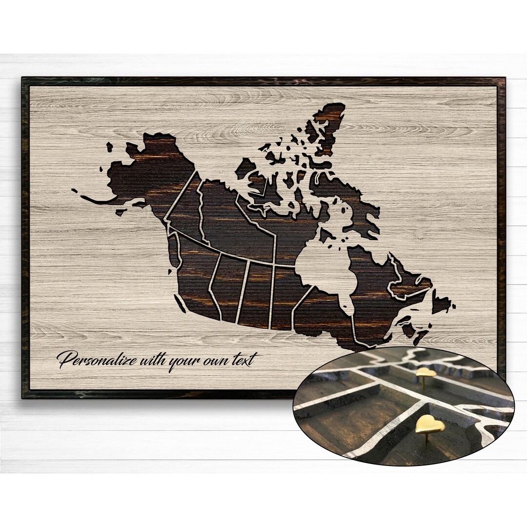 Canada Push Pin Map - Carved Map of Canada to Mark Travels ...