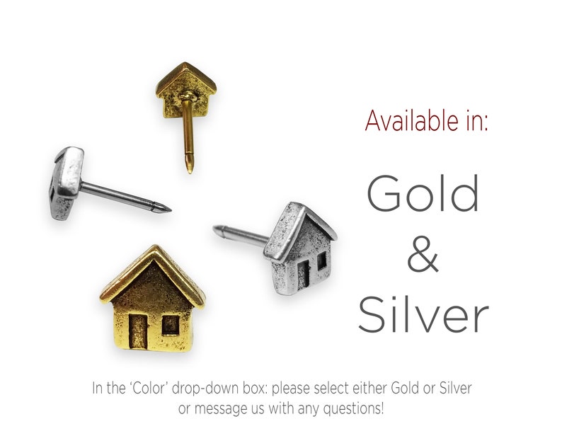 Gold & Silver House Push Pins Golden House Pushpin Antique | Etsy