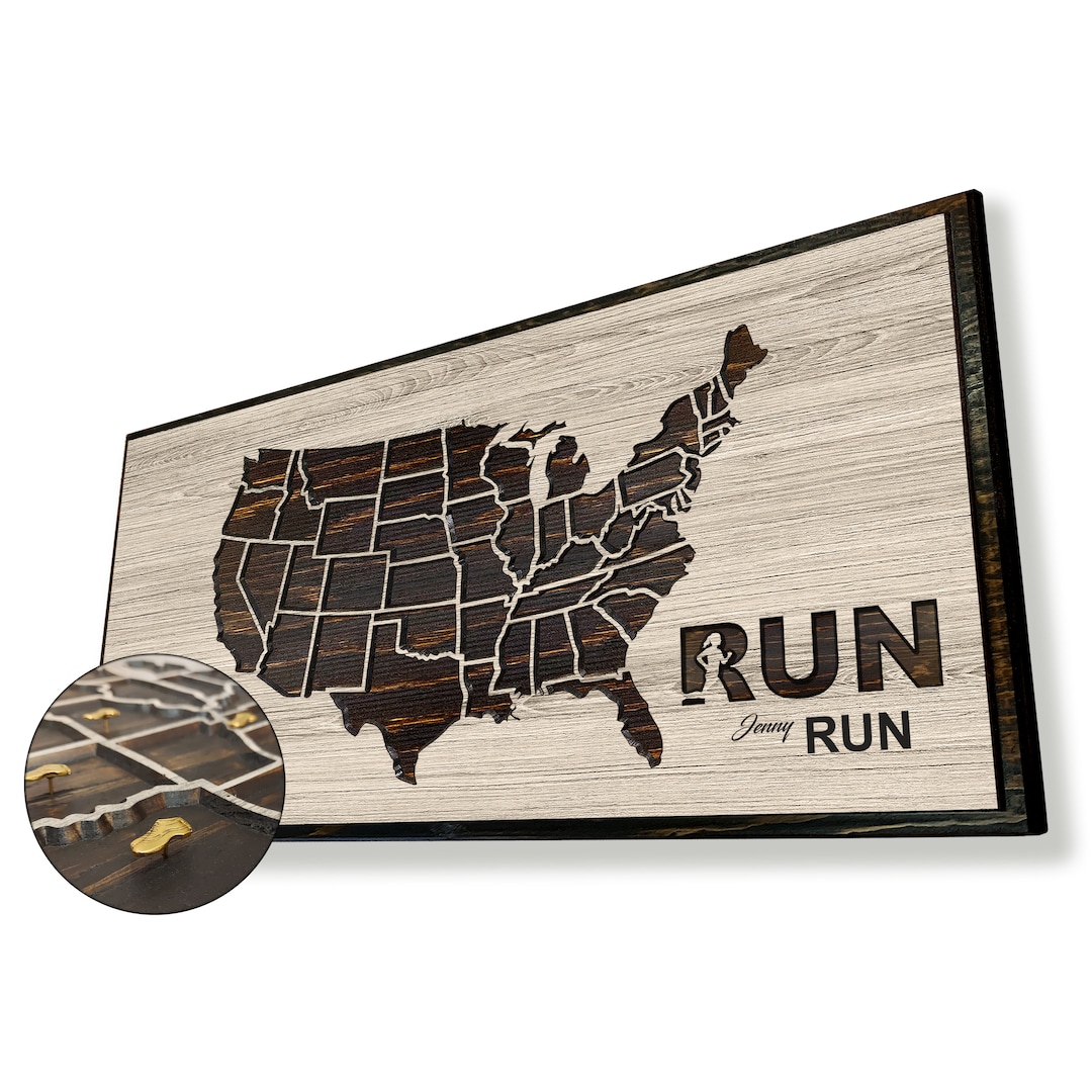 Running Map for Women, Art for Female Athletes, Custom US Map for ...