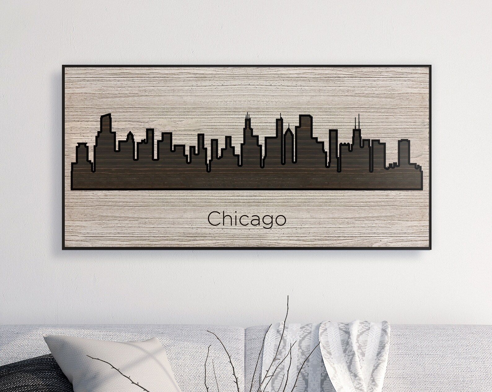 Chicago Illinois Skyline Wood Wall Art Home Wall Decor Carved | Etsy