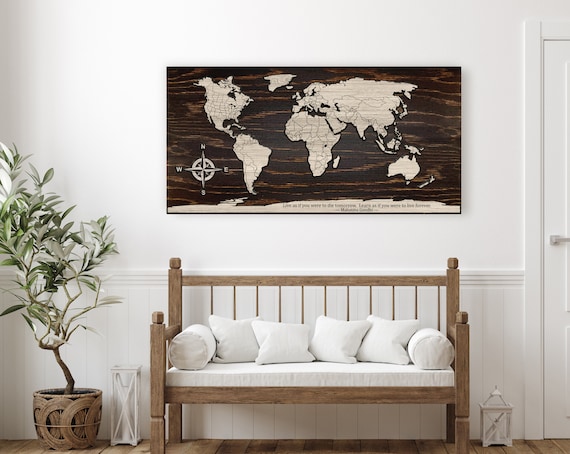 Mahatma Gandhi Quote Art Carved 3D Map Art World Map Art | Etsy
