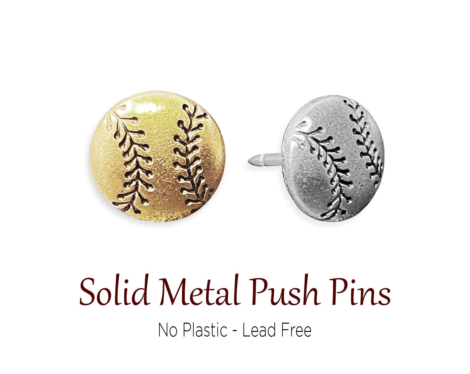 Antique Silver & Gold Baseball Push Pins Unique Nickel Sports - Etsy