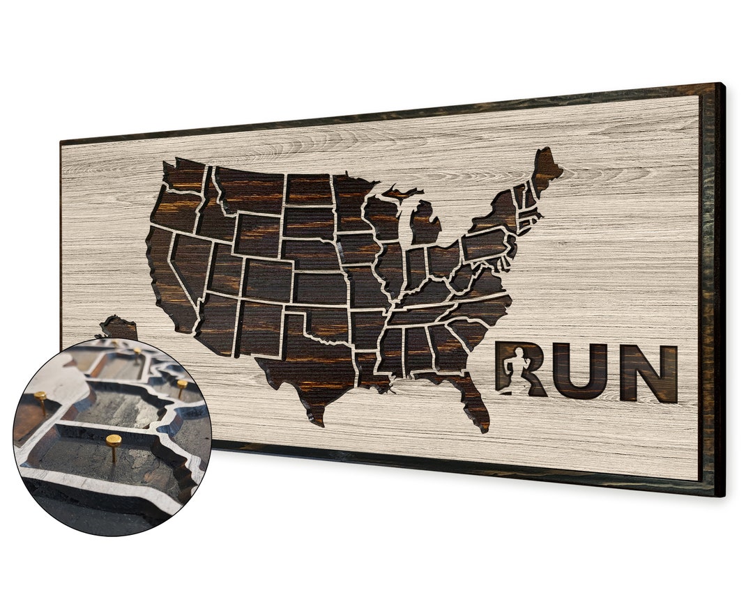 Running Map for Men, Custom US Map for Marathon and Half Marathon ...