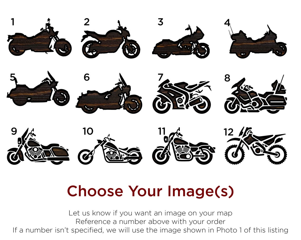 Motorcycle Road Trip Map Picture Push Pin Map US Map to | Etsy