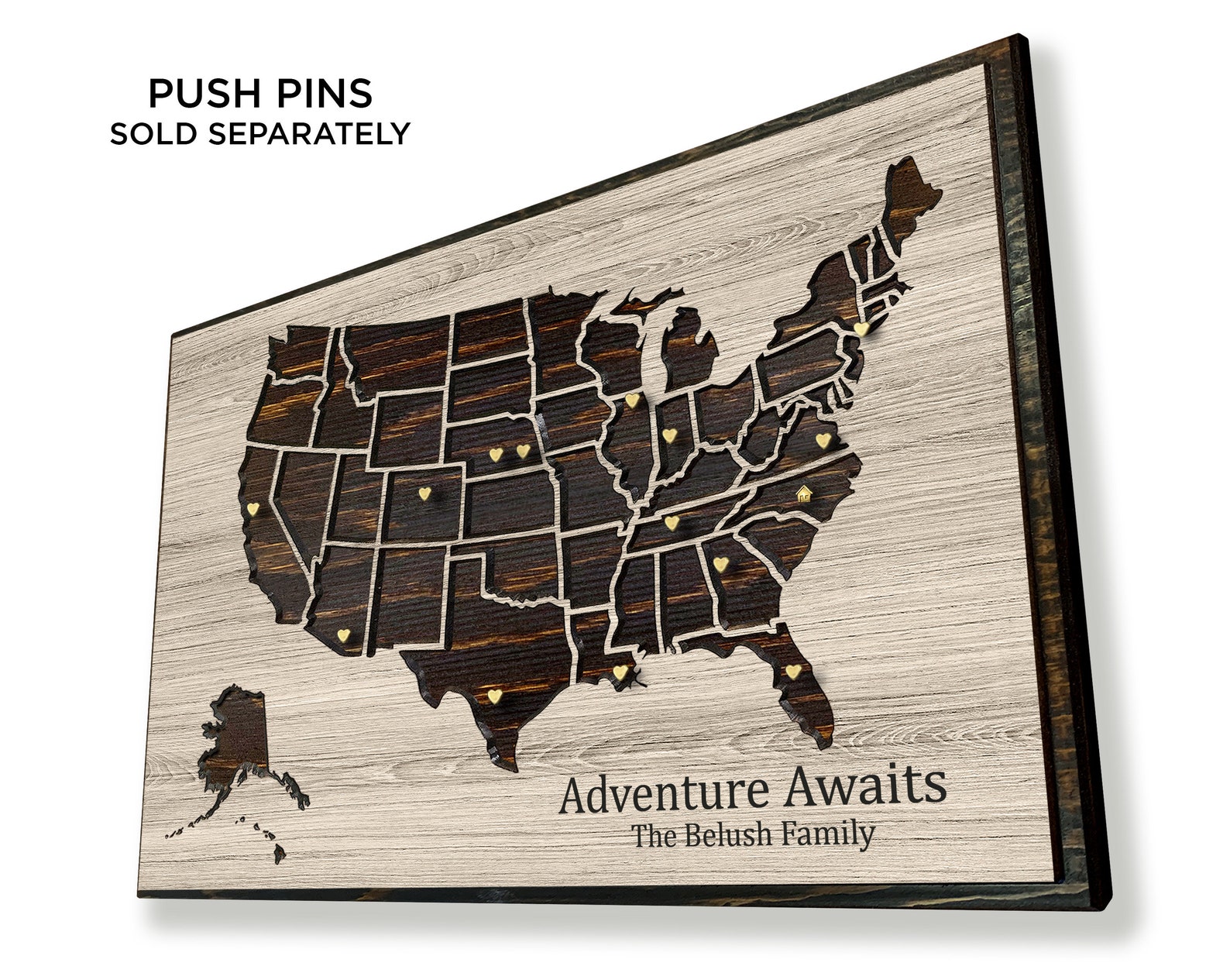 Push Pin Map Adventure Awaits Map to Mark Travels Travel - Etsy