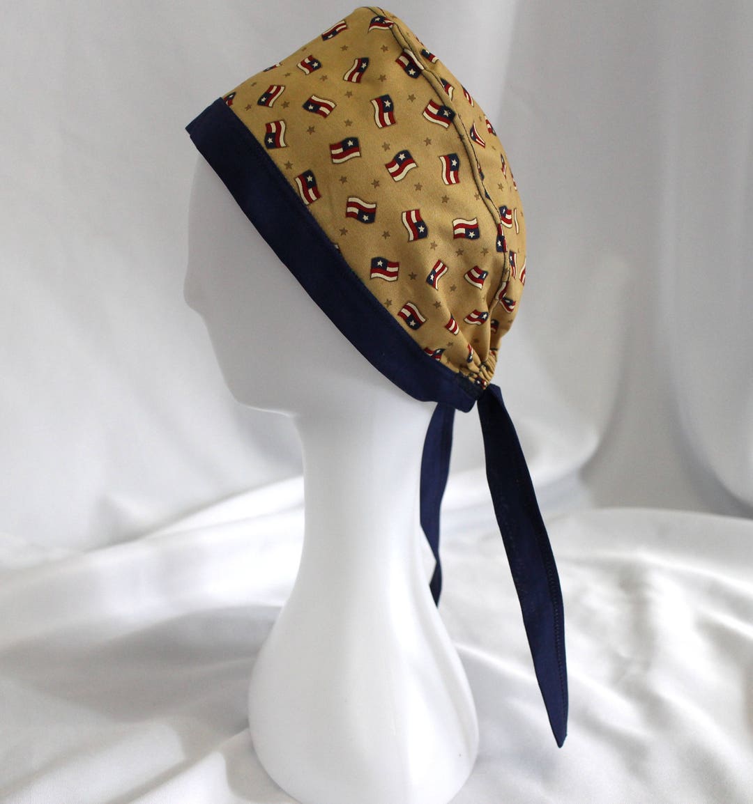 Navy and Tan American Flag Surgical Scrub Cap Dentist Chemo Hat - Etsy