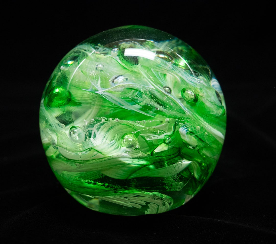 Emerald Green Optic Swirl Memorial Paperweight - Etsy