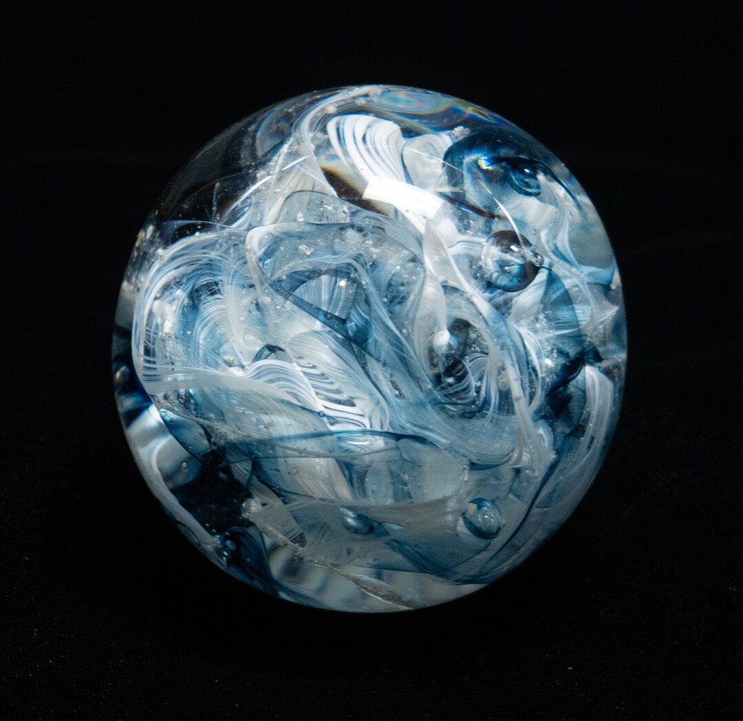 Steel Blue Optic Swirl Memorial Paperweight - Etsy