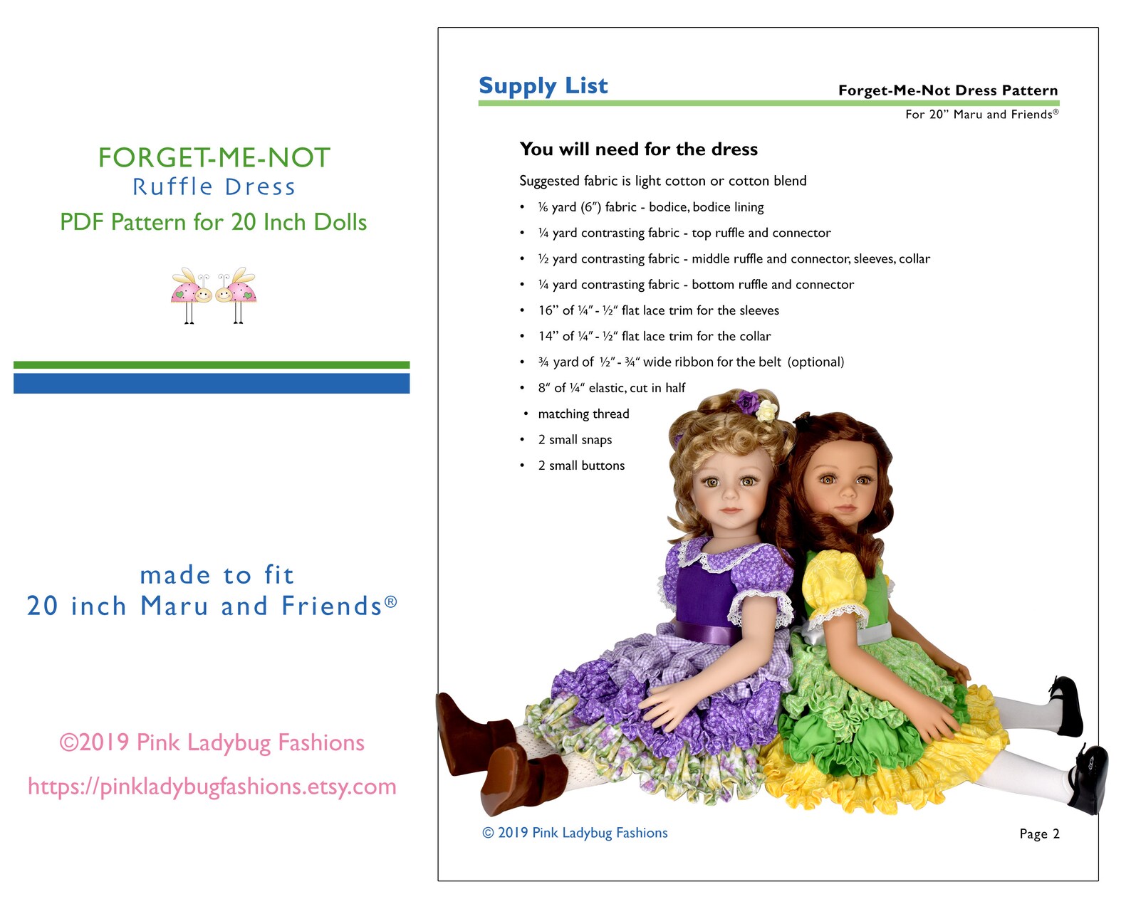 PDF Sewing Pattern for 20 Inch Maru and Friends® Dolls “forget-me-not ...