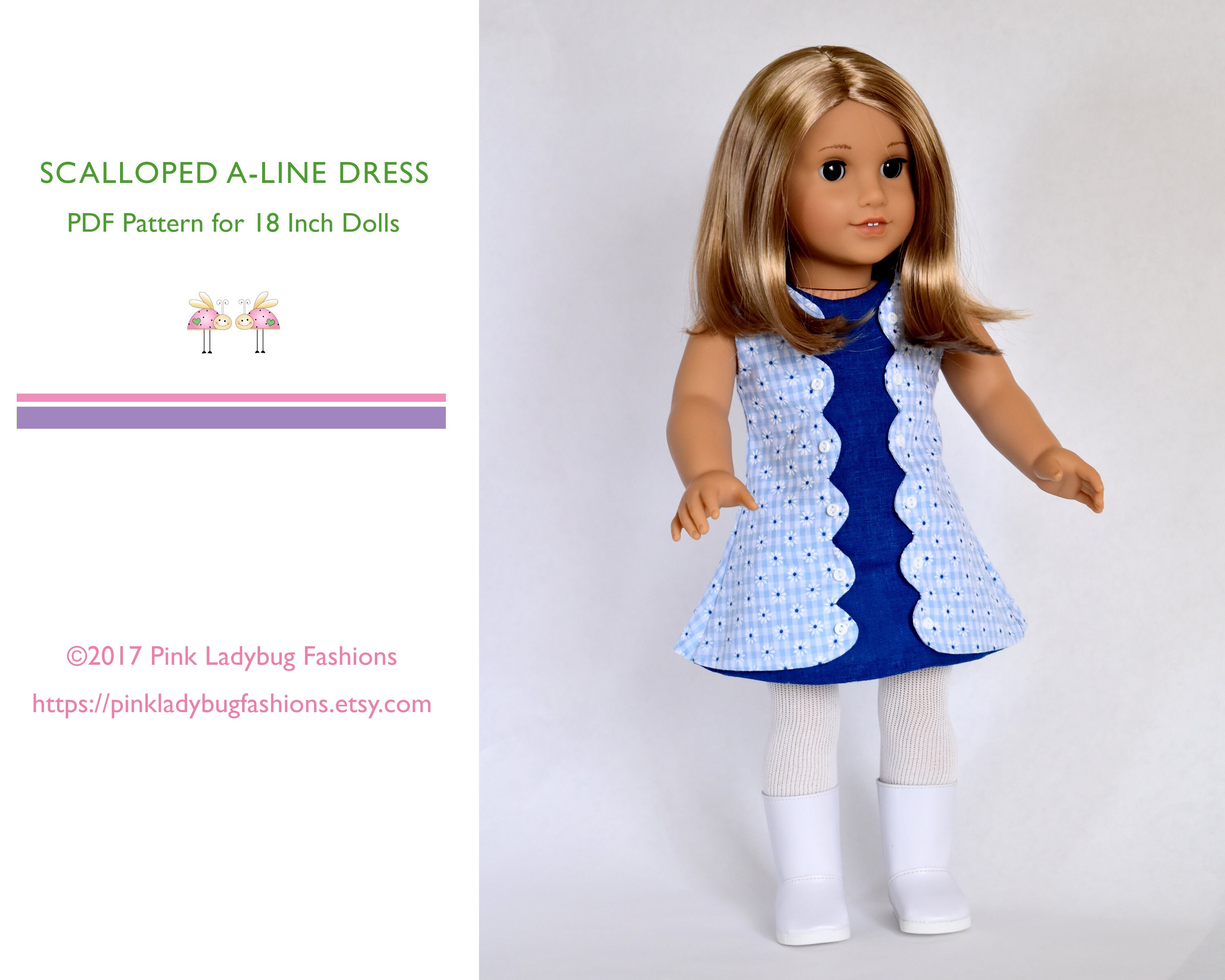 PDF Sewing Pattern for 18 Inch AG Dolls “scalloped A-line Dress” - Etsy