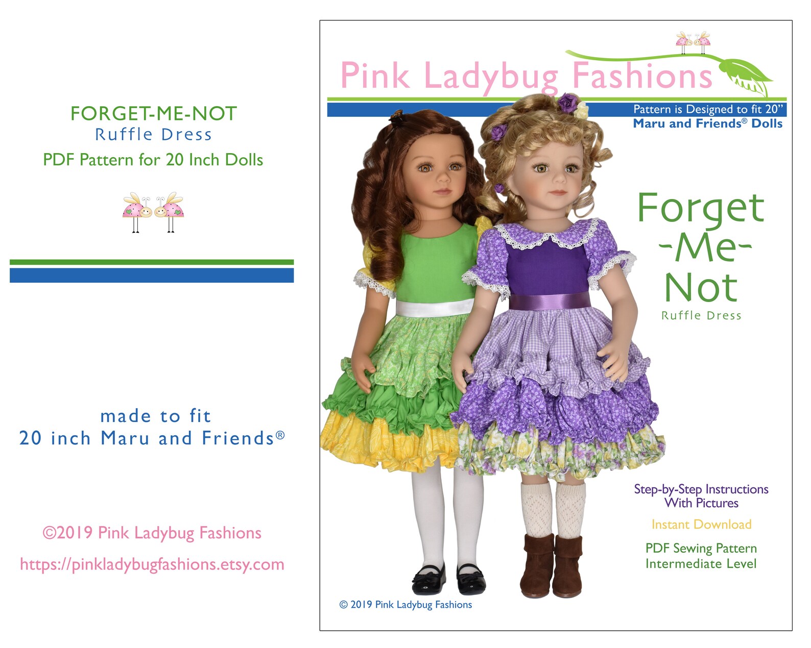 PDF Sewing Pattern for 20 Inch Maru and Friends® Dolls “forget-me-not ...