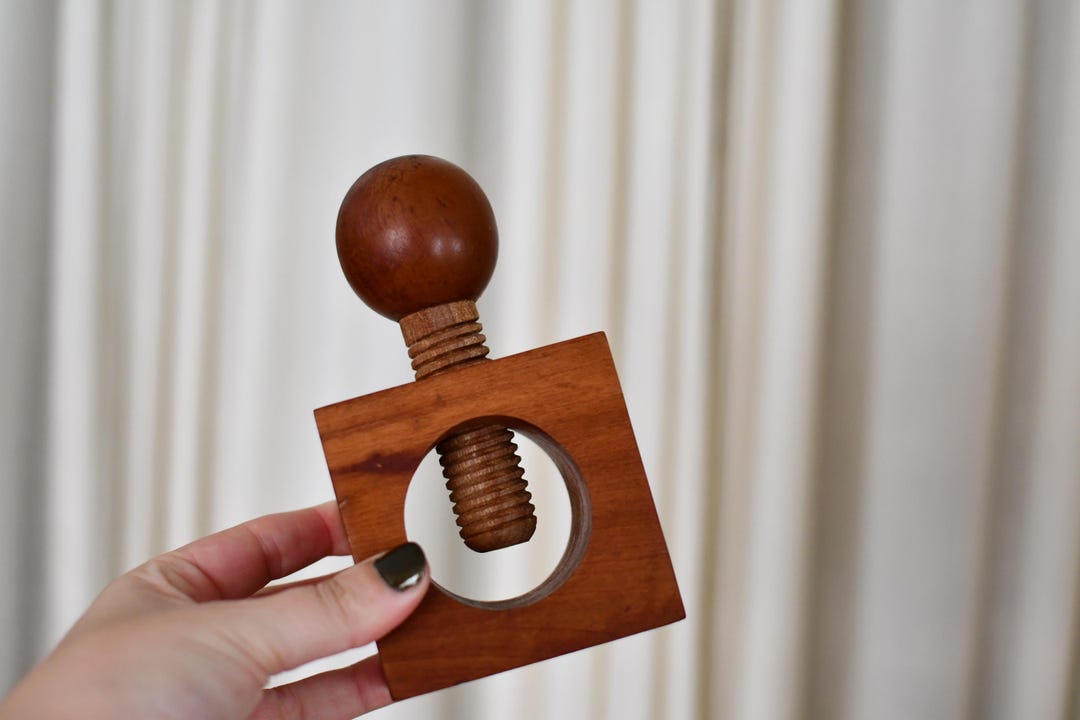 Vintage Solid Wood Scandinavian Style Nut Cracker // Wood Screw ...