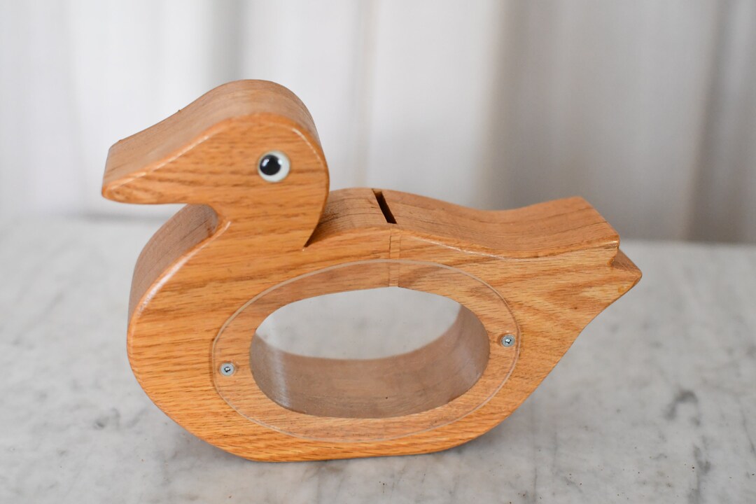 Vintage Oak Wooden Duck Piggy Bank - Etsy