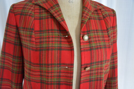 1950's Pendleton Red Plaid Wool Thistle Button Design… - Gem