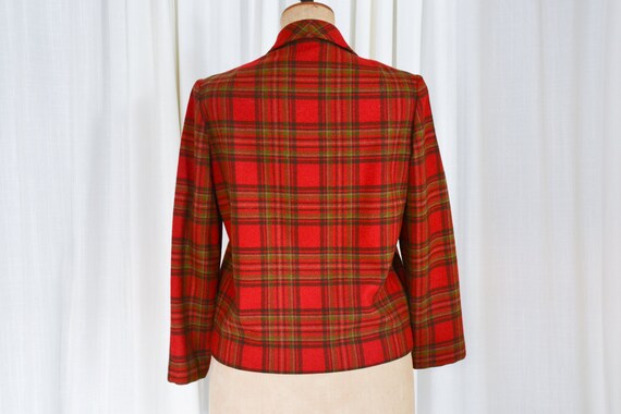 1950's Pendleton Red Plaid Wool Thistle Button Design… - Gem