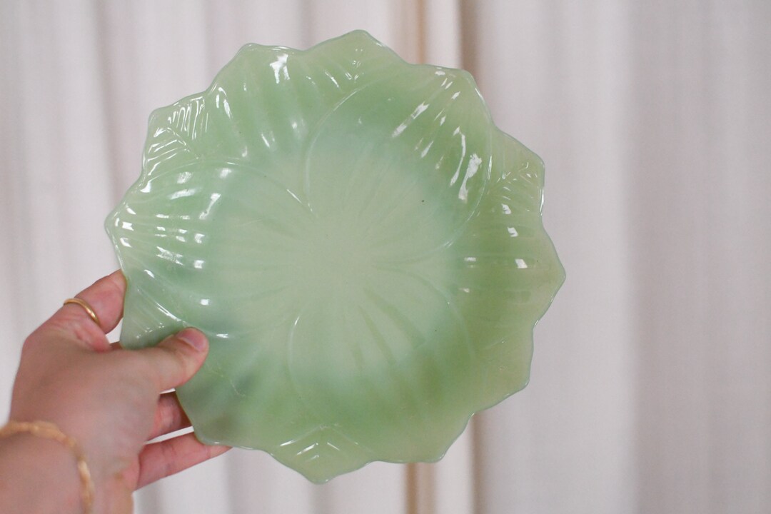 Vintage Jadeite Fire King Lotus Plate - Etsy