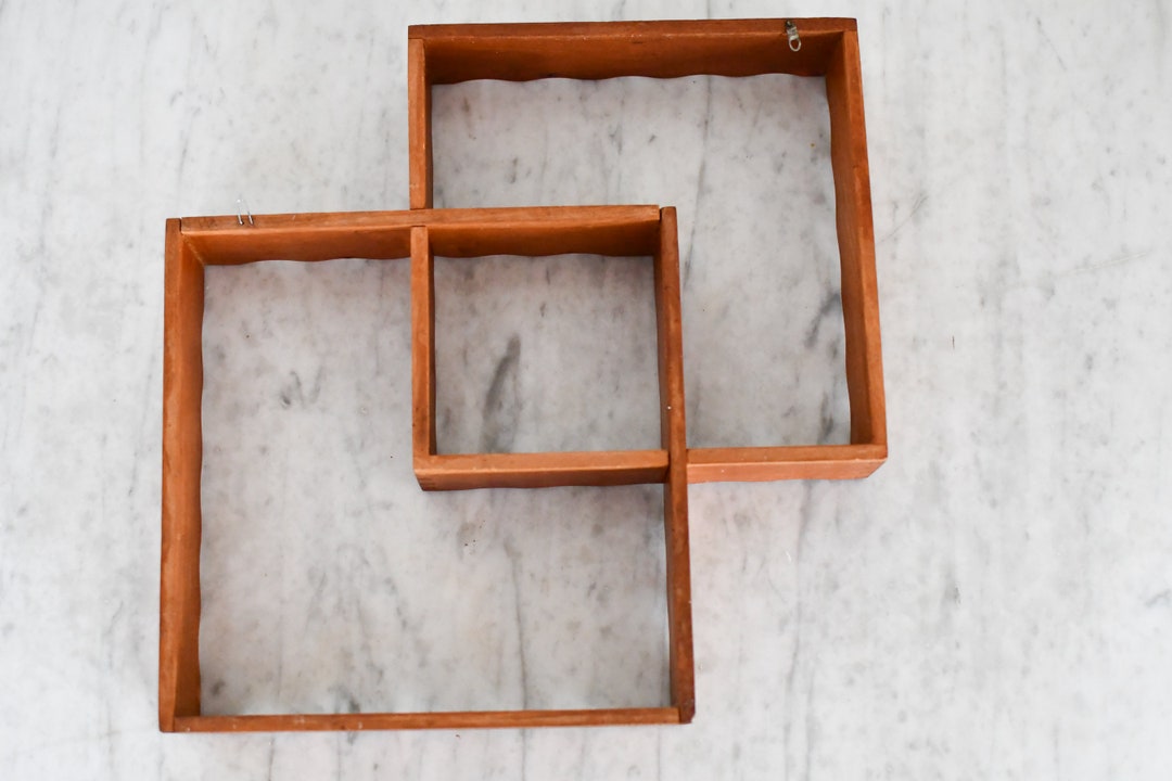Vintage MCM Interlocking Wall Wood Cube Shelf - Etsy