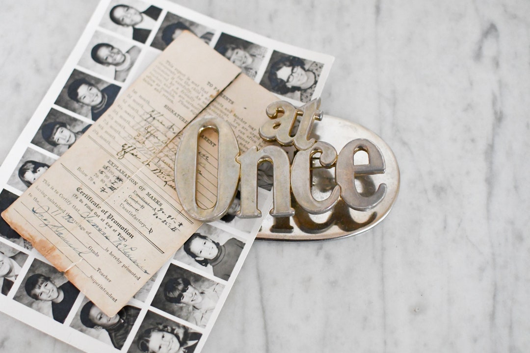 Vintage 'at Once' Desktop Paper Clip // Retro Silver Paper Organizer - Etsy