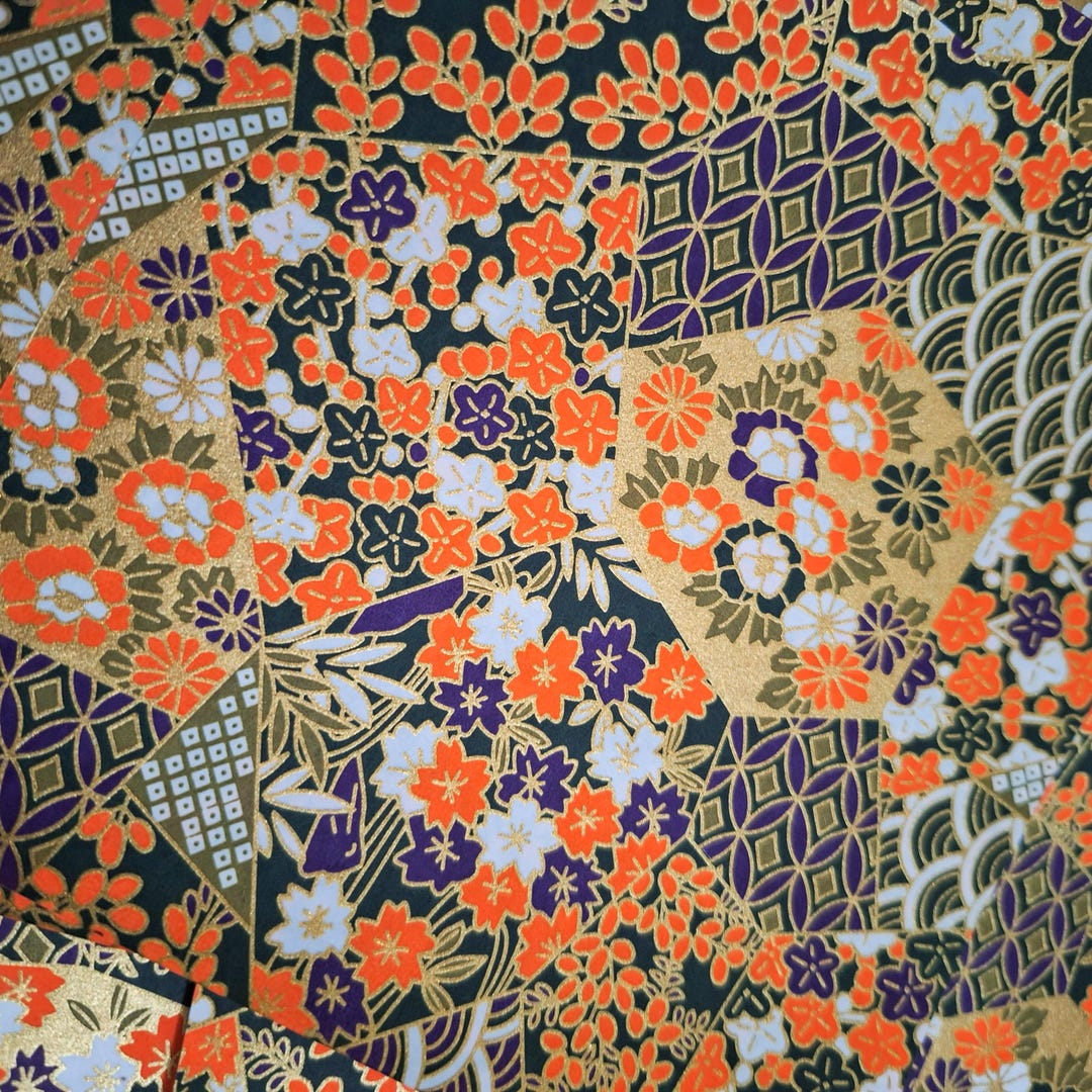 Washi Papers Origami Paper Yuzen Chiyogami Gold Accents Japan Folding ...