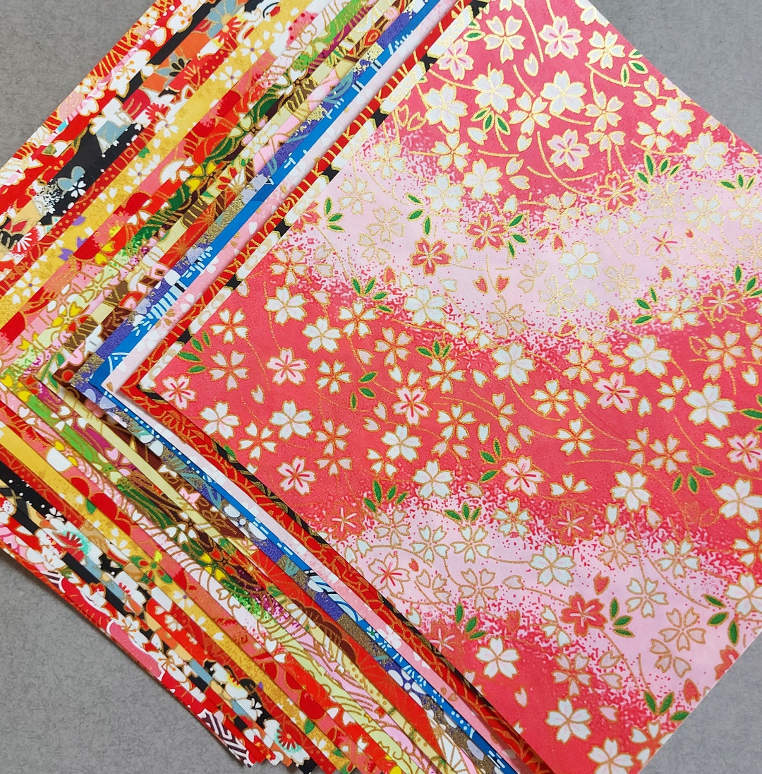 Origami Paper / Gold Foil Washi Paper /yuzen Chiyogami / Japan Folding ...