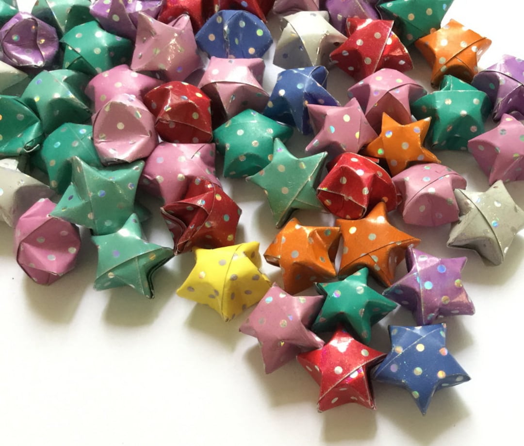 Origami Lucky Stars | Handmade Paper Stars | Polka Dot Wishing Star ...