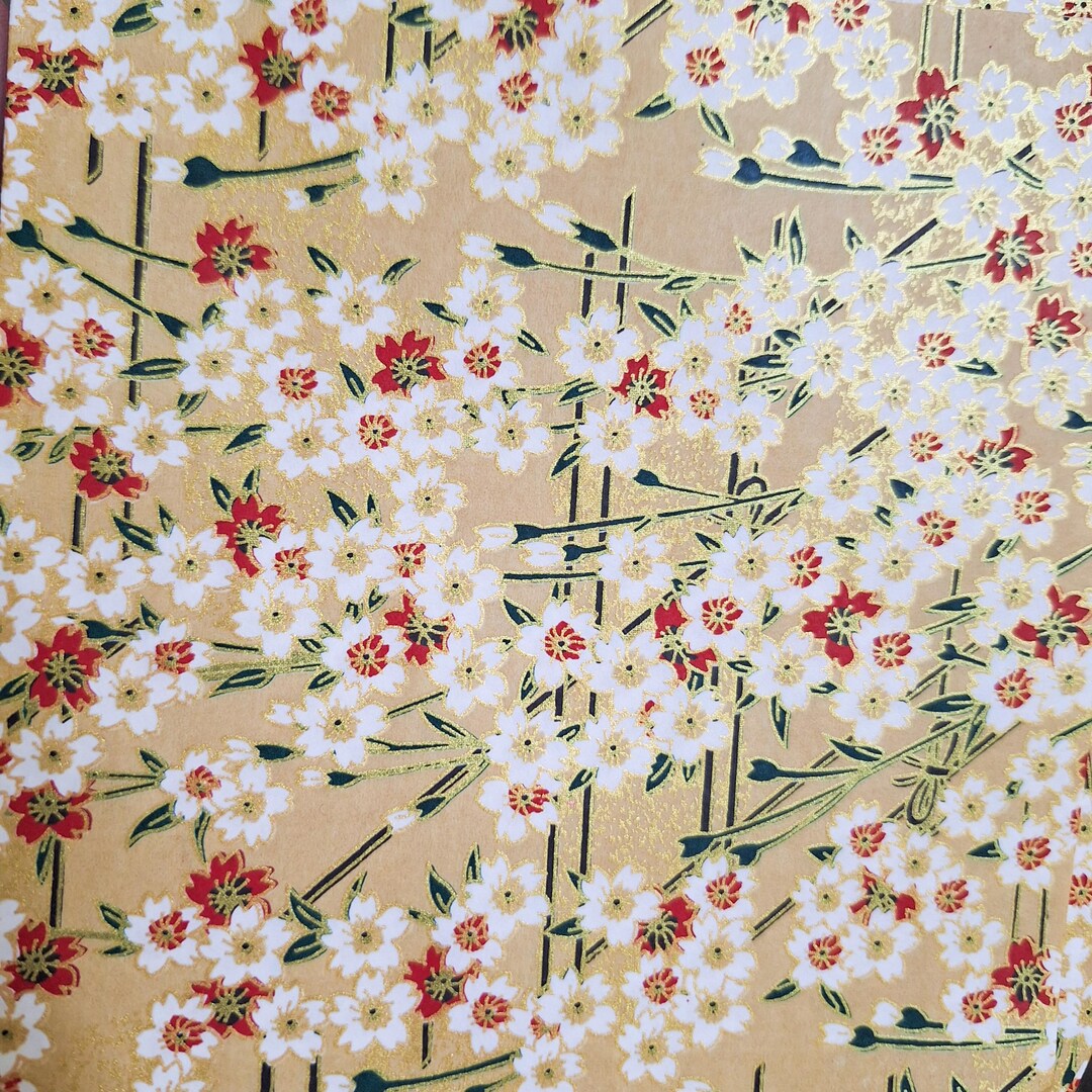 Origami Paper Gold Foil Yuzen Chiyogami Gold Accent Washi Paper Japan ...