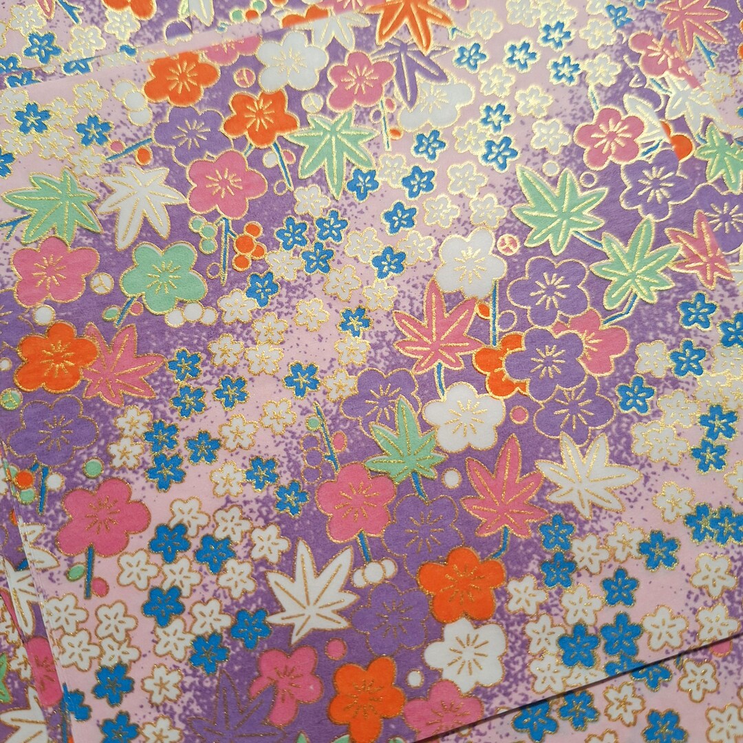 Gold Accents Washi Papers Origami Paper Yuzen Chiyogami Japan Folding ...