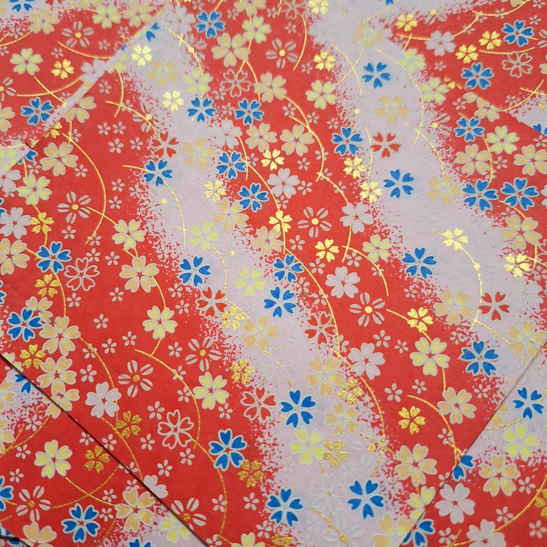 Washi Papers Origami Paper Yuzen Chiyogami Gold Accents Japan Folding ...