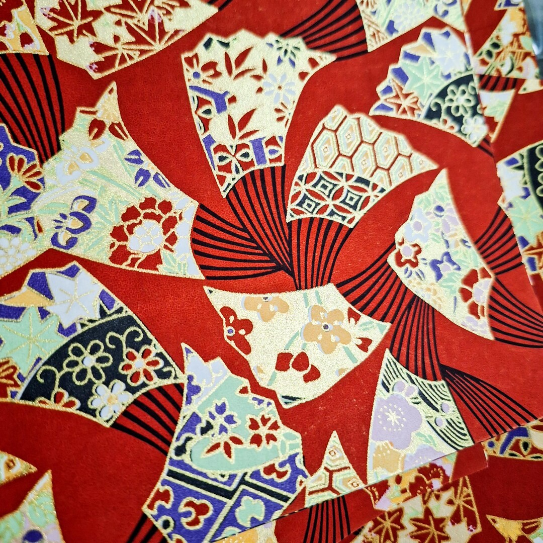 Washi Papers Origami Paper Yuzen Chiyogami Gold Accents Japan Folding ...