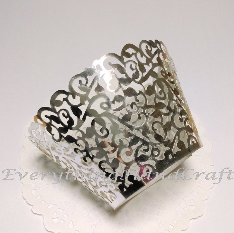 Metallic Silver Lace Cupcake Wrapper Cupcakes Liner - Etsy