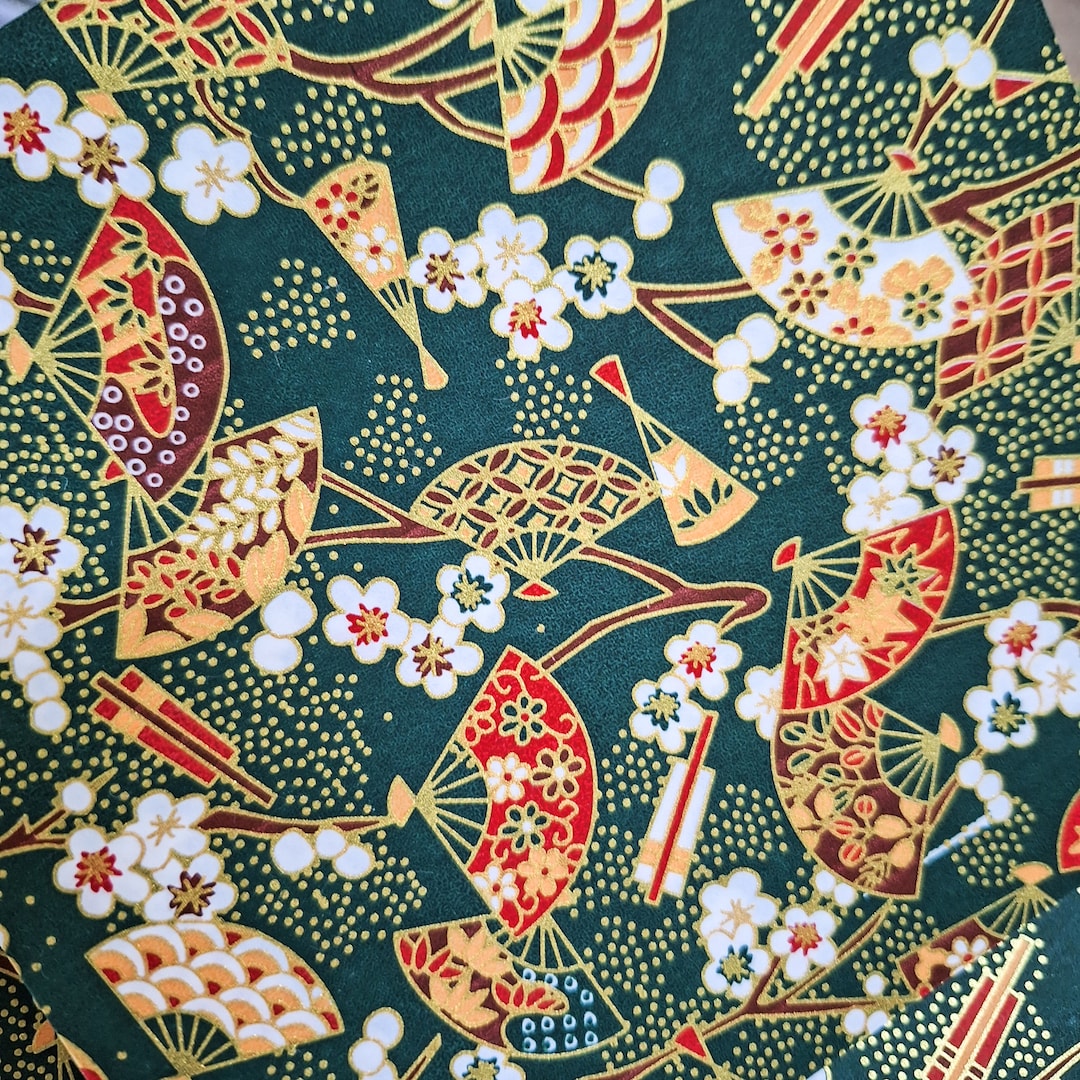 Dark Green Japan Origami Paper / Gold Foil Paper/ Yuzen Chiyogami ...