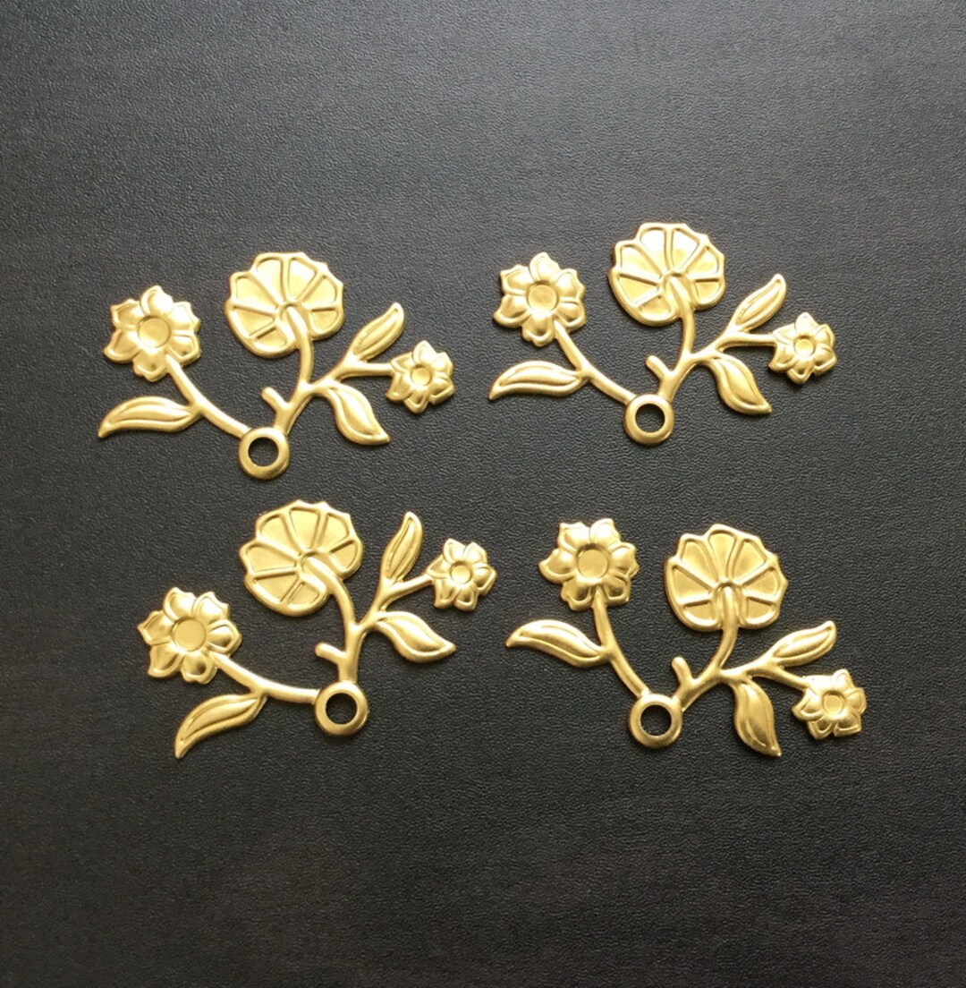 Flower Gold Jewelry Charm | 24k Gold Plated Brass Charms | Jewelry ...
