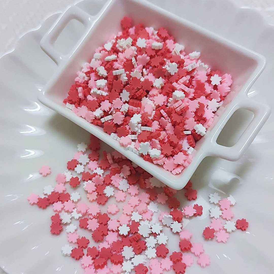 Sprinkles Sakura Flower White Red Pink Polymer Clay Cabochon/ Confetti ...