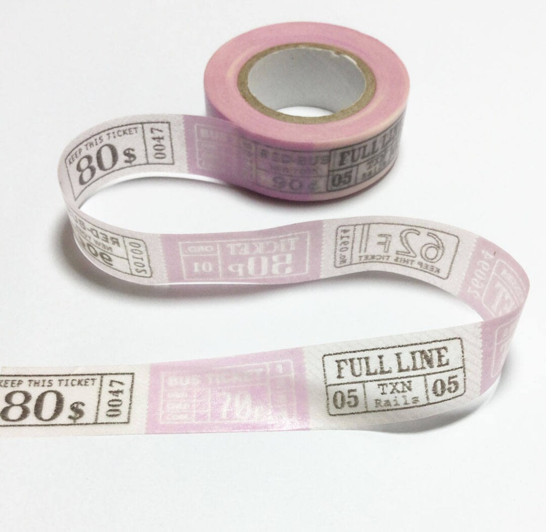 Pink Ticket Washi Tape / Ticket Pink Decorative Tape / Pink Ticket ...