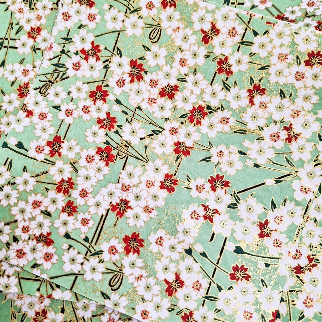 Mint Japan Origami Paper / Gold Foil Paper/ Yuzen Chiyogami / Washi ...