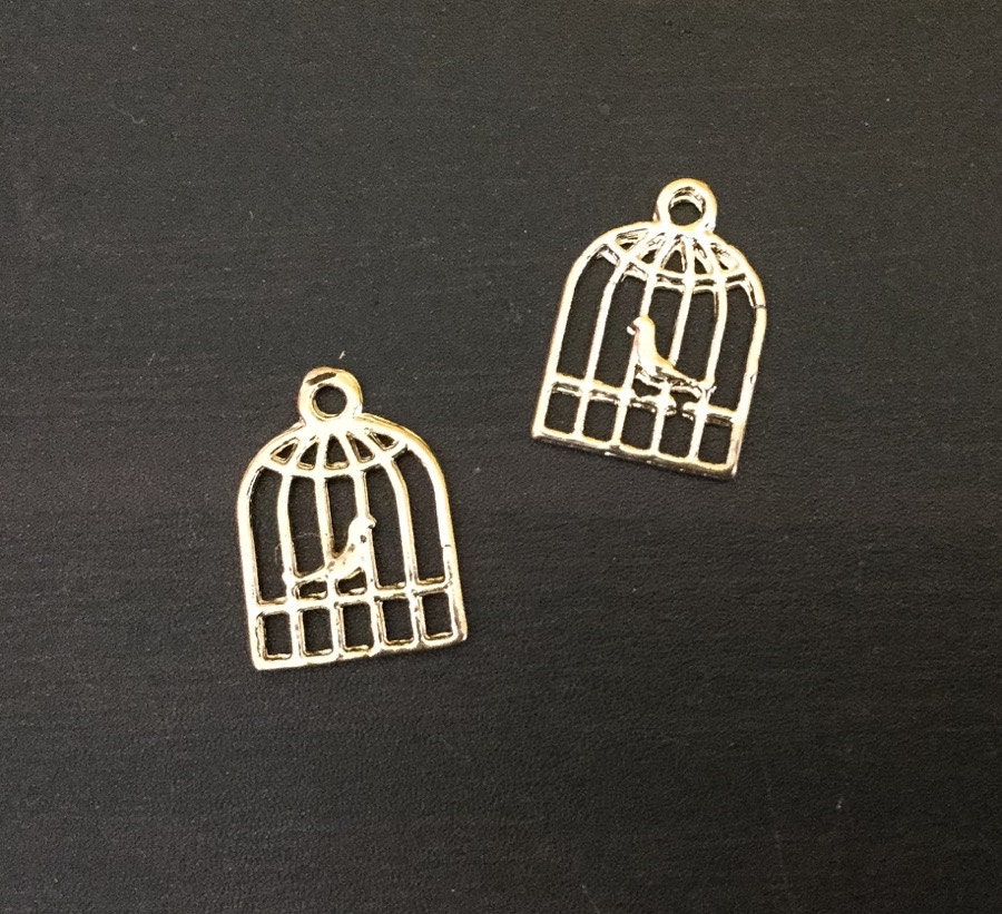 Bird Cage Charms | Gold Plated Brass Jewelry Charms | Handmade Jewelry ...