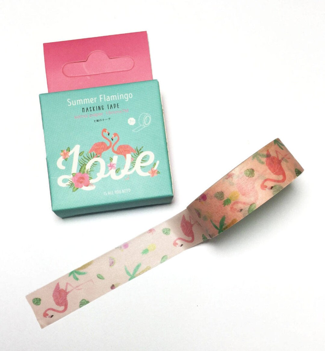 Pink Flamingo Washi Tape | Summer Topical Masking Tape | Kawaii ...