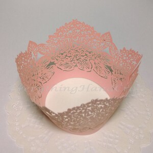 Pink Lace Floral Pearl Cupcake Wrappers | Cupcake Liner | Cake Wraps ...