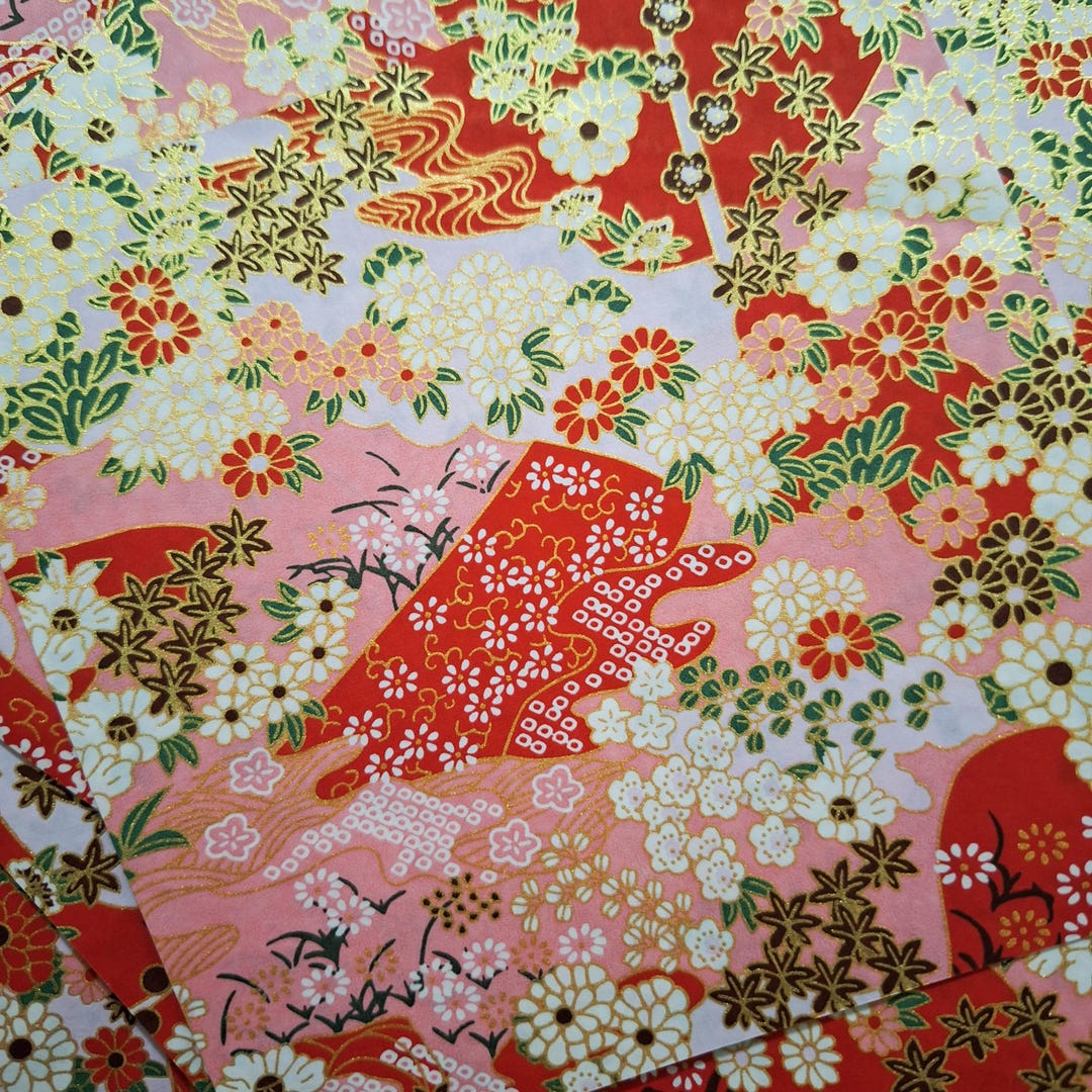 Japan Origami Paper / Gold Foil Paper/ Yuzen Chiyogami / Washi ...