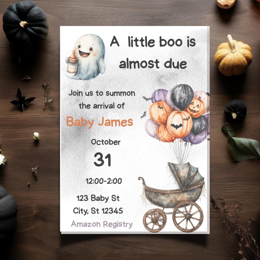 Ghostly Little Boo Halloween Baby Shower – Printable & Editable Party ...