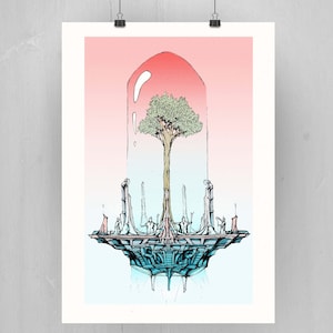 Terrarium Print. Tree Poster Art | Quirky Home Decor | Botanical Wall ...