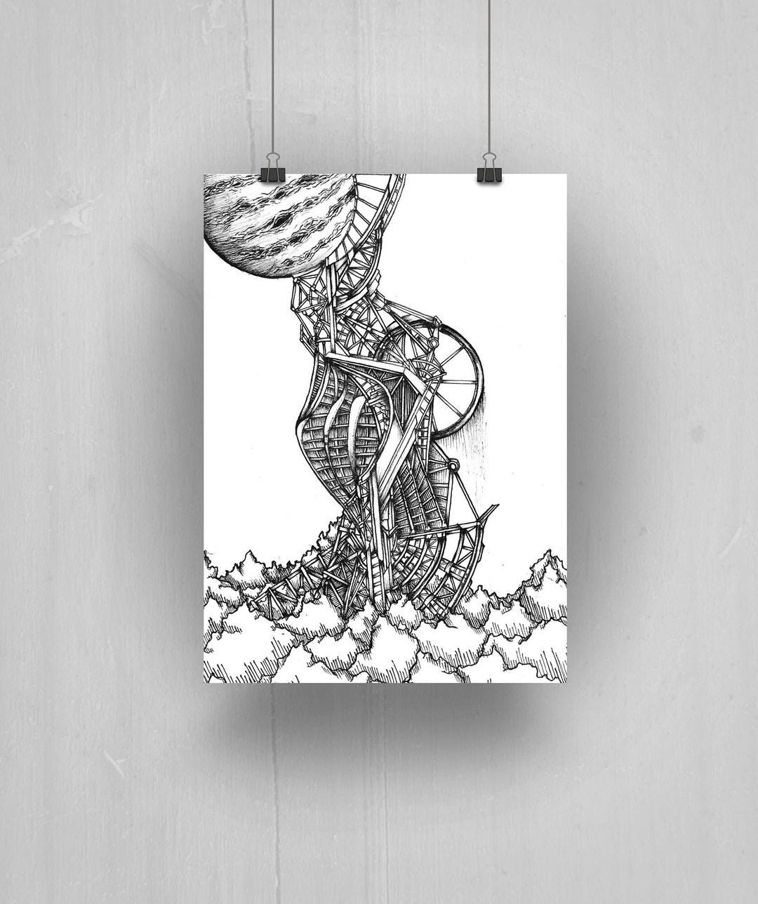 Jupiter, Giclee Print. A5, Fine Art Print, Steampunk Art, Sci Fi Art ...