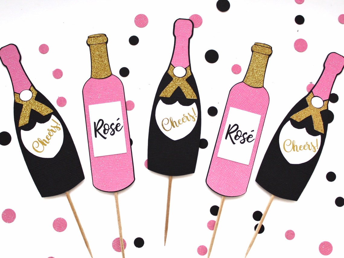 Champagne Bottle Cupcake Toppers Wine Bottle Cupcake Toppers - Etsy