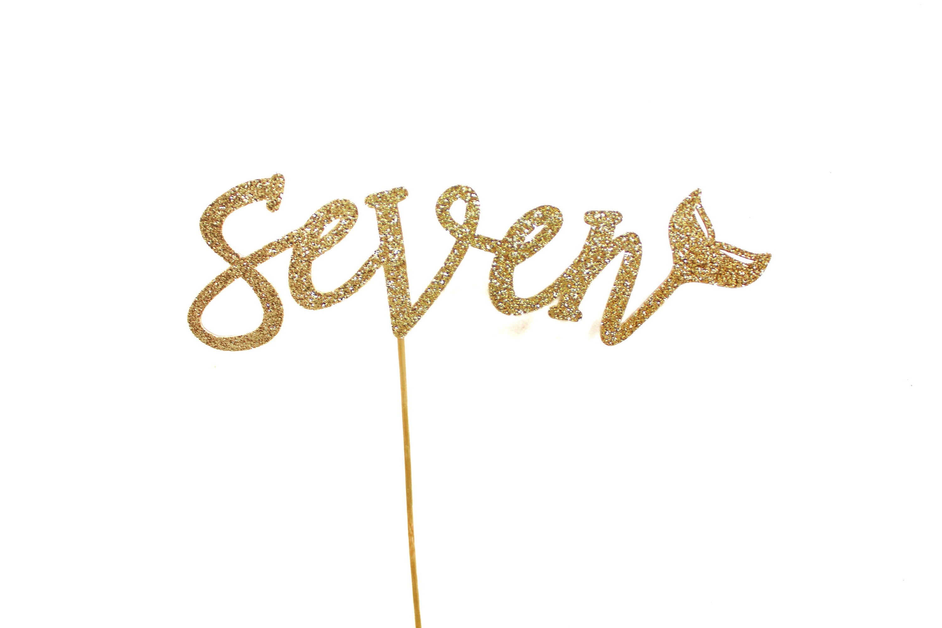 Seven Script Mermaid Tail Cake Topper Any Age Mermaid Cake | Etsy
