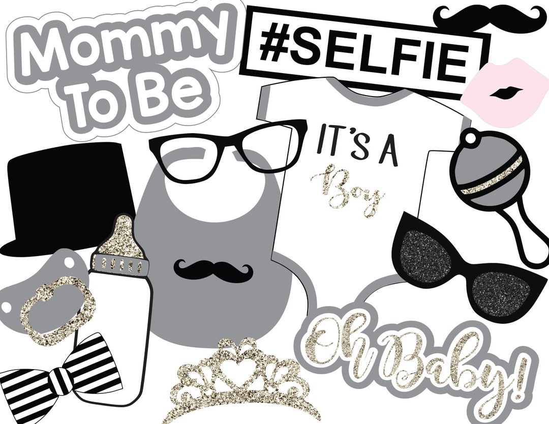 UNEDITABLE Printable Baby Shower Photo Props Mustache Baby Shower Party ...