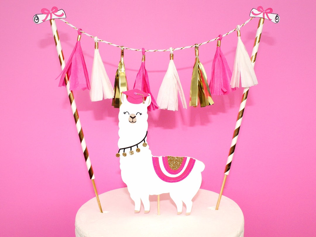 Graduation Llama Cake Topper Set Llama Grad Party Party Animal Llama ...