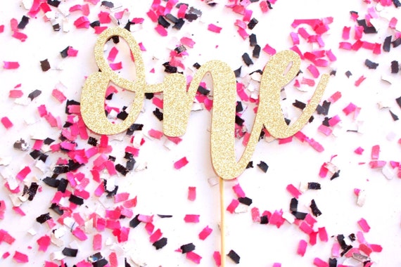 One Script Cake Topper | Age Cake Topper | Glitter Birthday Cake Topper ...